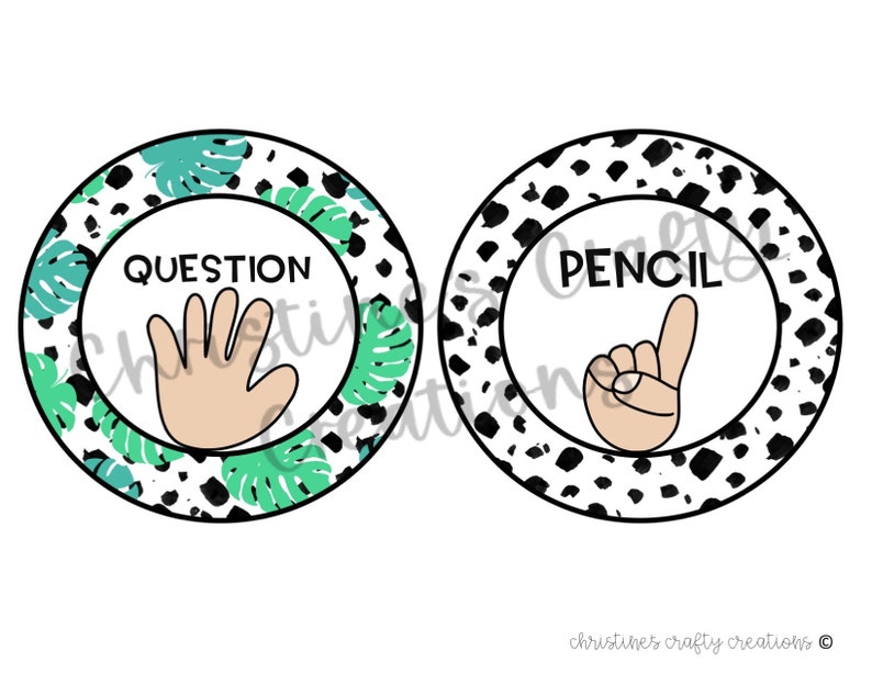 Tropical Leaves Hand Signals L Multicultural and Editable - Etsy