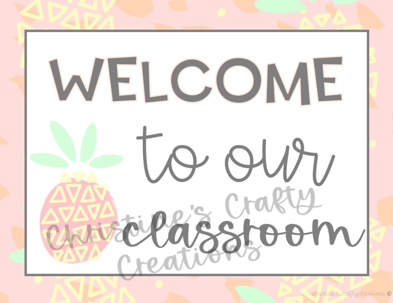 Pineapple Welcome Sign L Editable Door Labels L Pineapple Bulletin ...