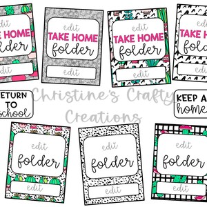 Cactus Student Folder Covers L Editable - Etsy