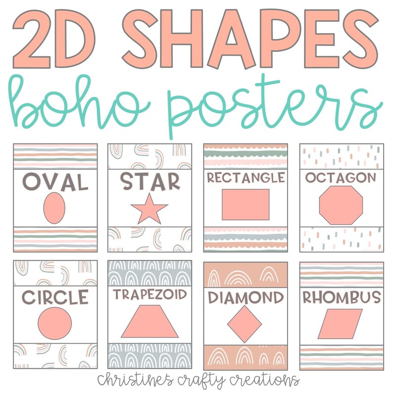 BOHO 2D Shapes Posters - Etsy