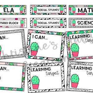 Cactus Learning Targets L Editable - Etsy