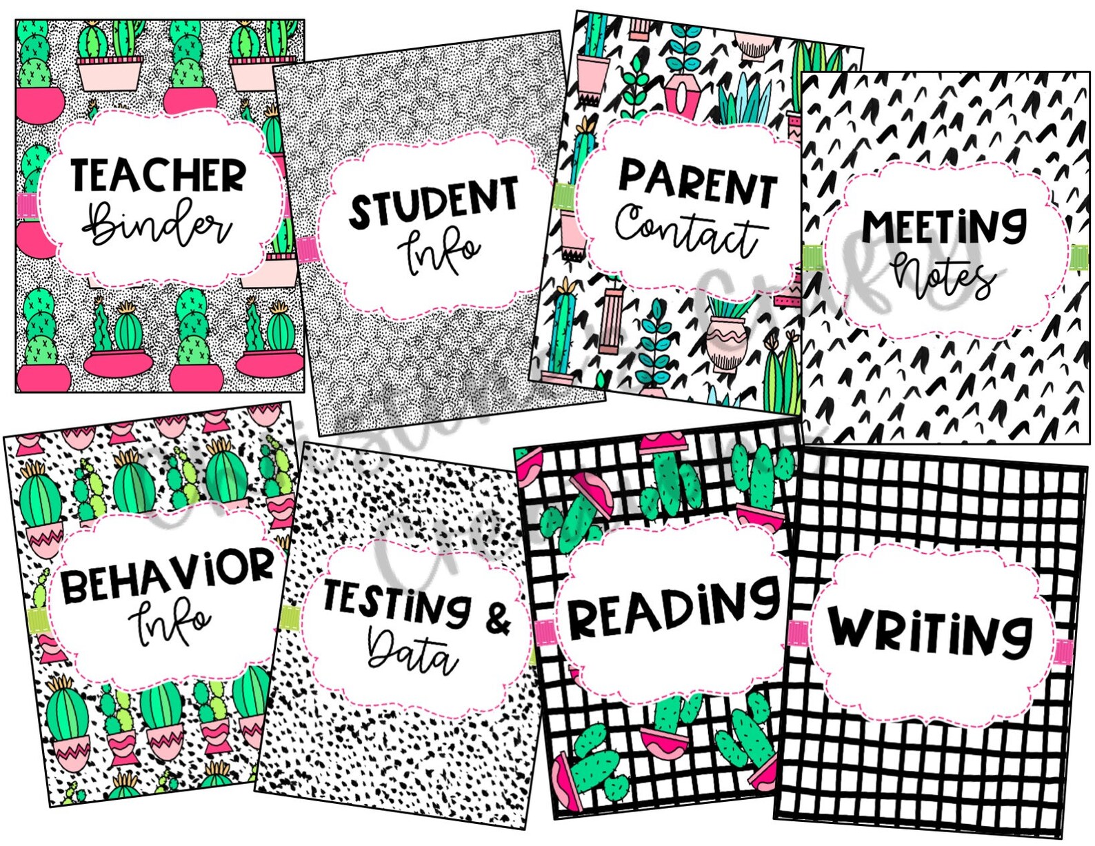 Cactus Binder Covers and Spines L Editable - Etsy