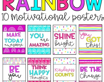 Boho Rainbow Motivational Posters | Posters | Classroom Decor ...