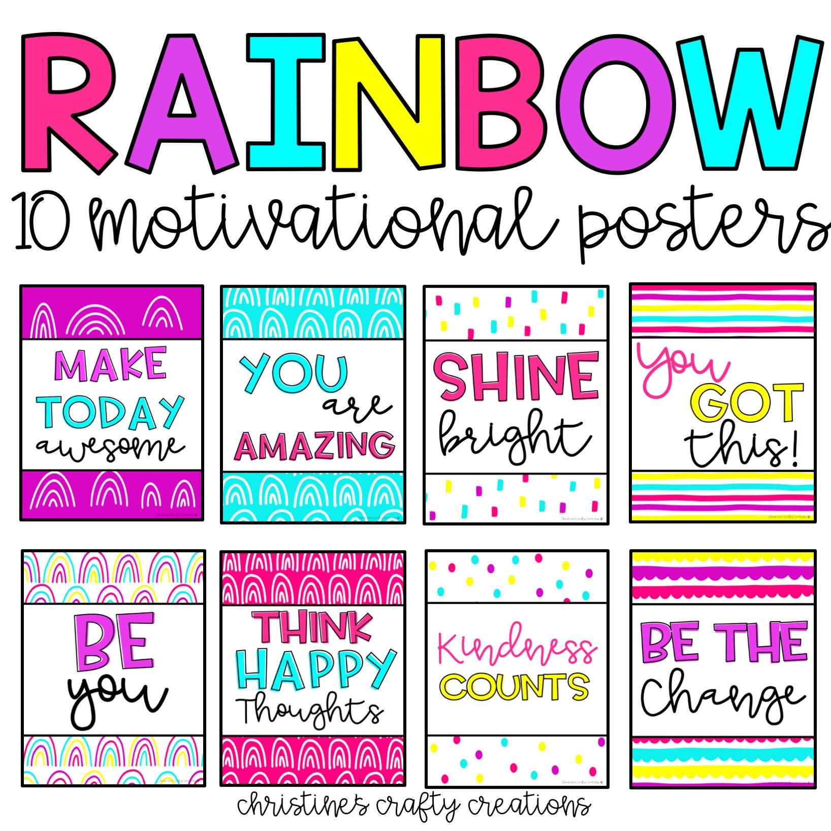 Bright Rainbow Boho Motivational Posters - Etsy