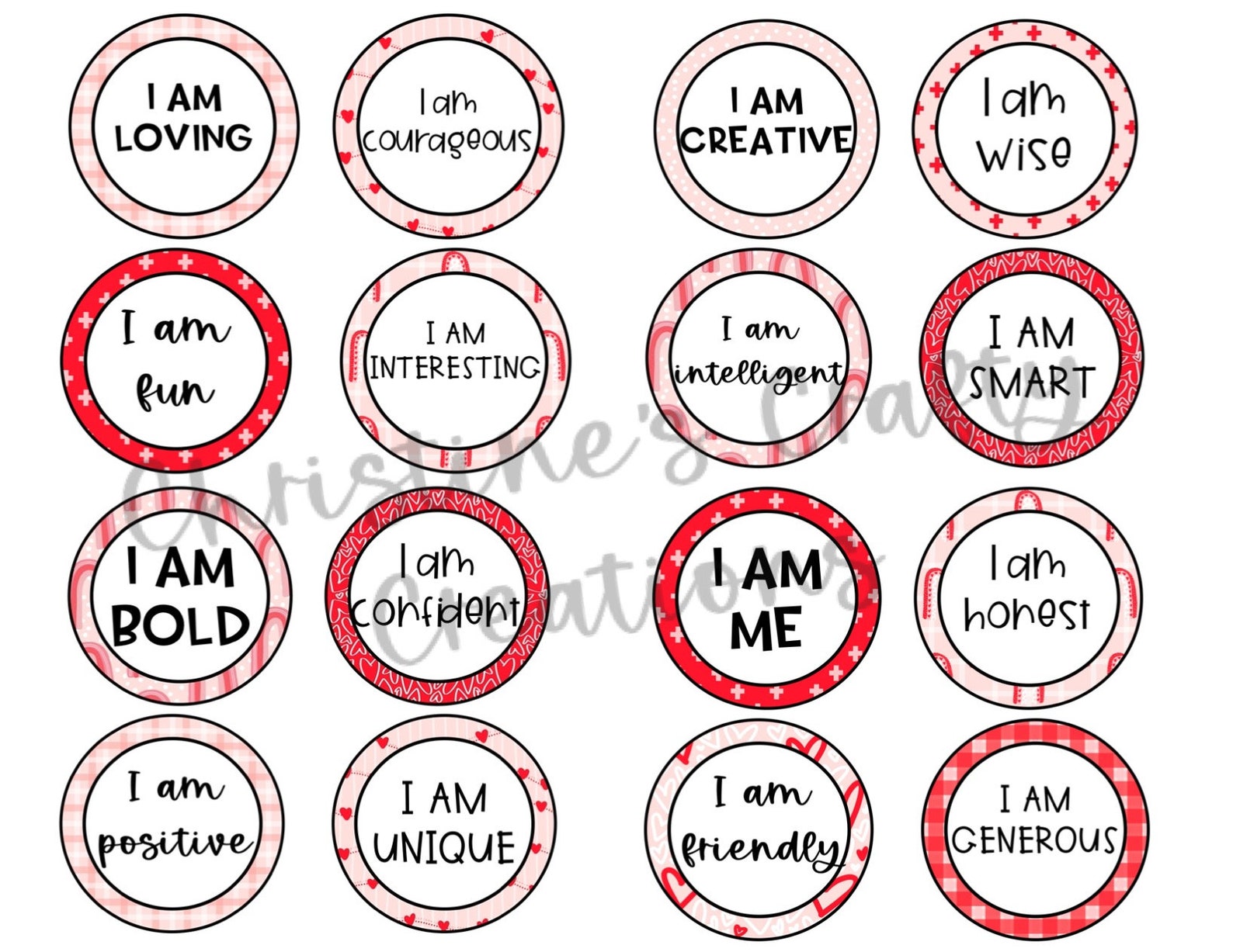 Valentine's Day Affirmation Circles L Affirmation Mirror - Etsy