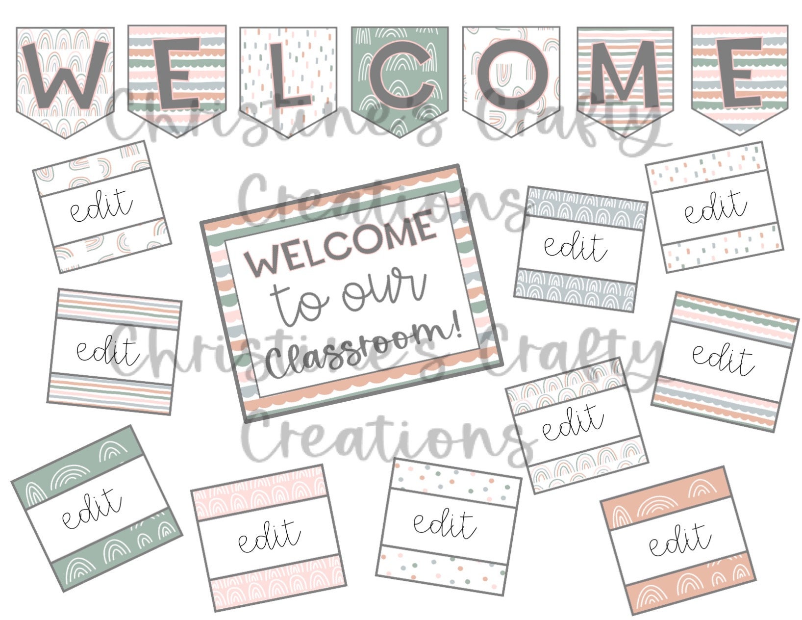 BOHO Welcome Sign L Editable - Etsy