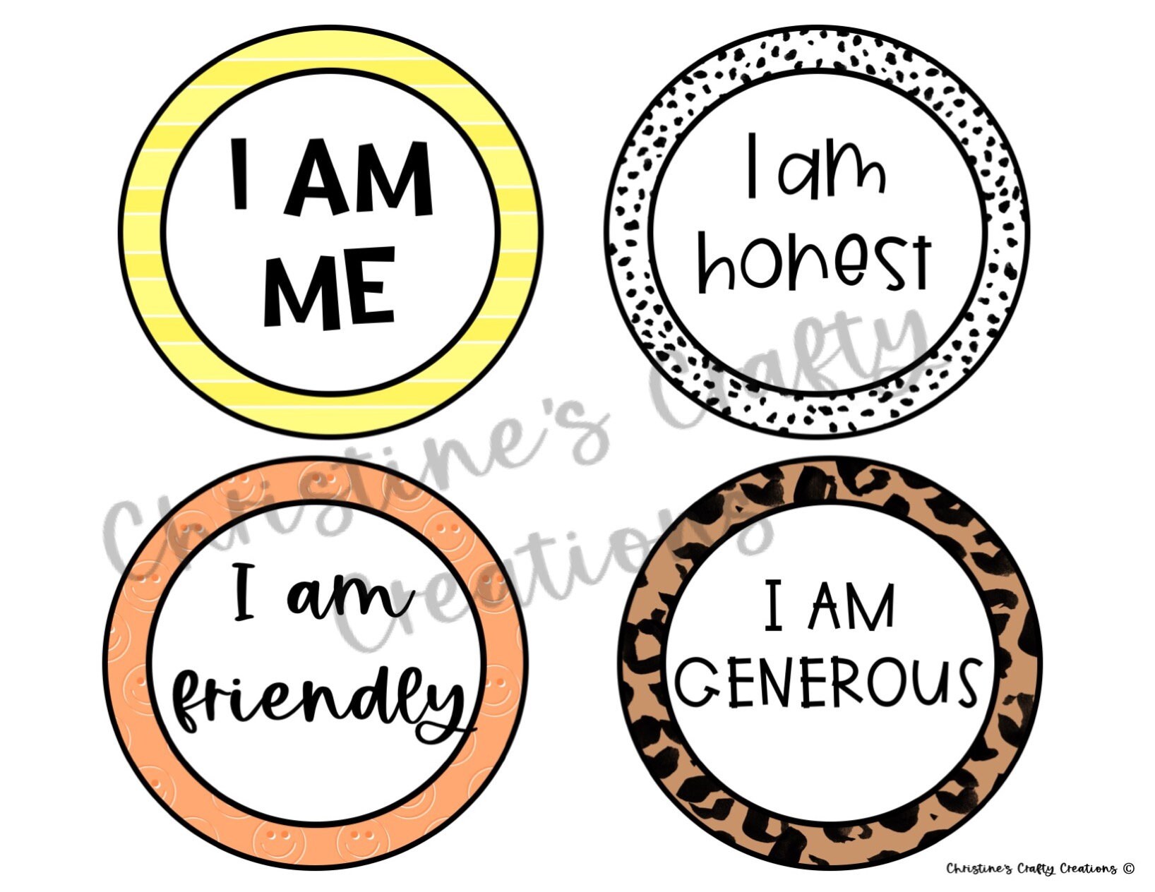 Groovy Leopard and Dalmatian Affirmation Circles L Affirmation Mirror ...