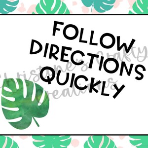 Tropical Leaves Classroom Rules Posters L Editable - Etsy