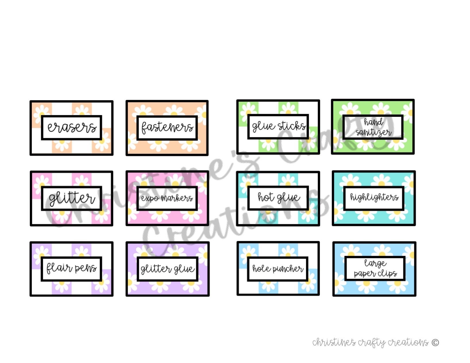 Retro Daisy Toolbox Labels L Editable - Etsy