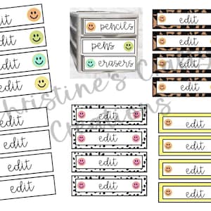 Groovy Leopard and Dalmatian Drawer Labels L Editable - Etsy