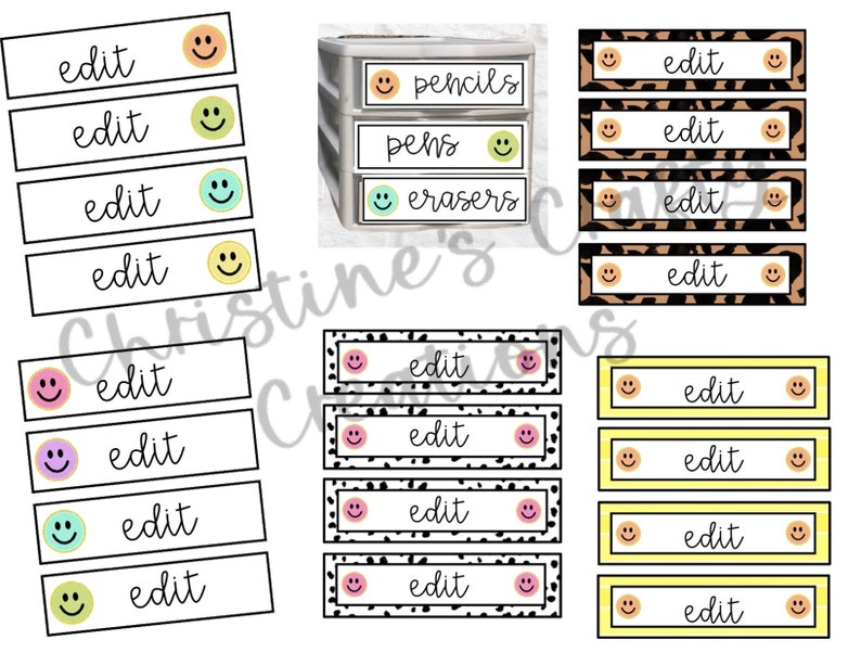 Groovy Leopard and Dalmatian Drawer Labels L Editable - Etsy
