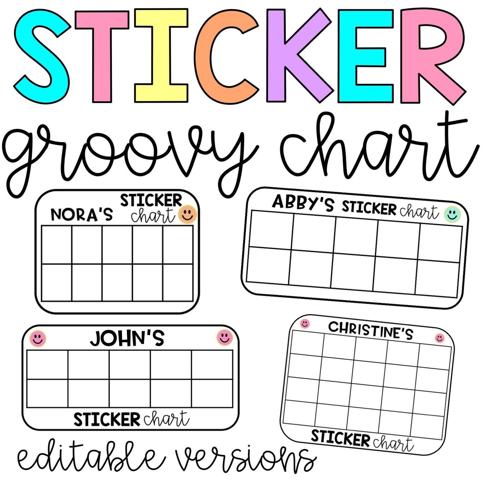 Groovy Leopard and Dalmatian Sticker Charts L Editable - Etsy