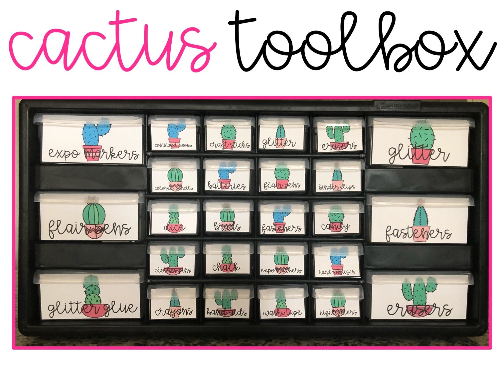 Cactus Teacher Toolbox Labels L Editable - Etsy