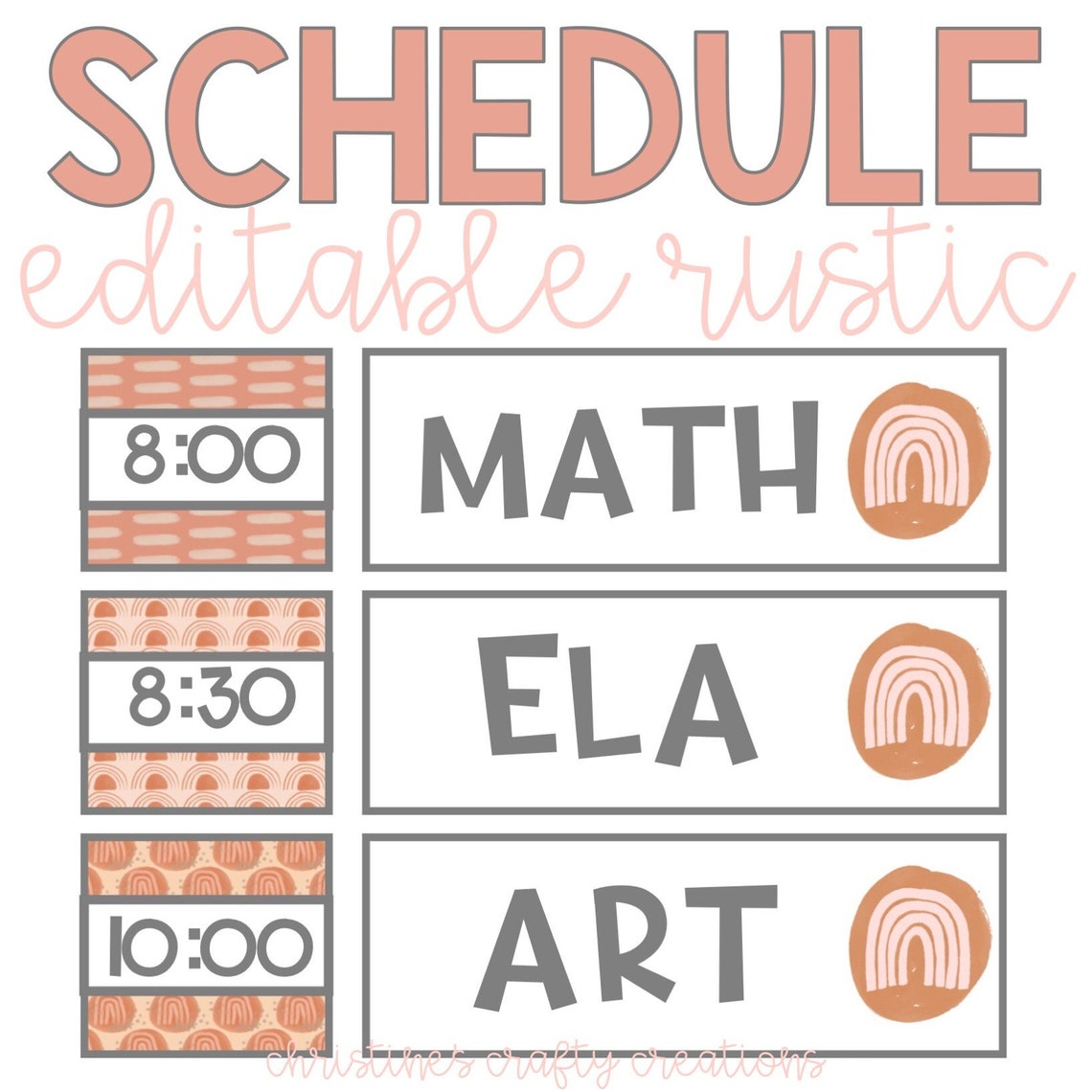 Rustic Boho Daily Schedule L Editable - Etsy