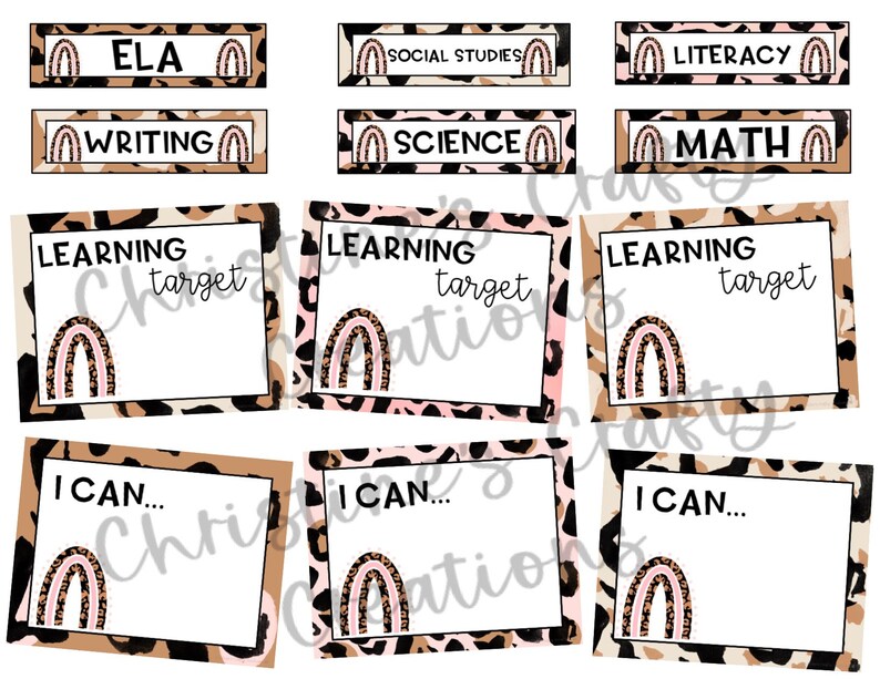 Leopard Learning Target Posters L Editable - Etsy