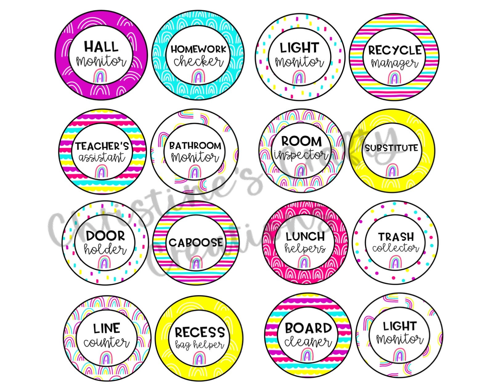 Bright Rainbow Boho Class Jobs L Editable - Etsy