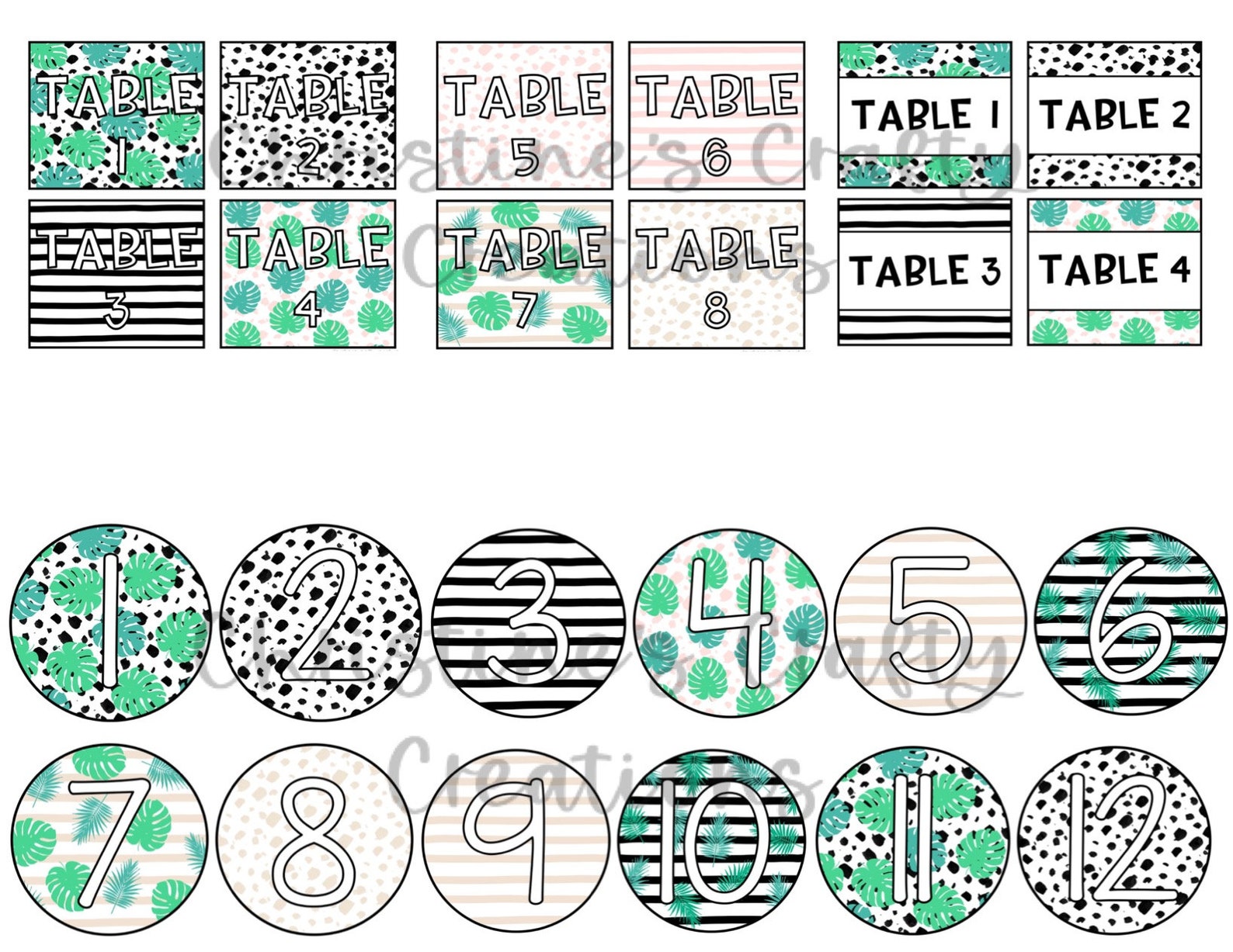 Tropical Leaves Cubby and Table Numbers - Etsy