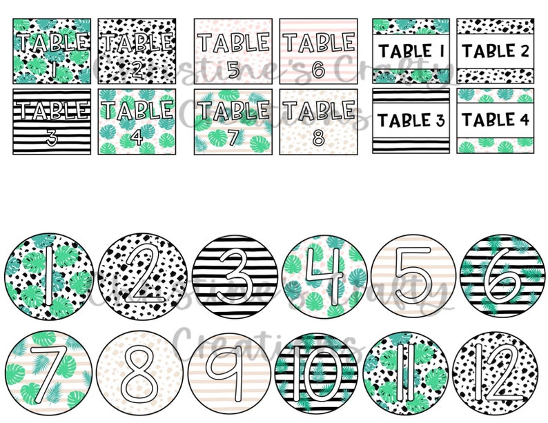 Tropical Leaves Cubby and Table Numbers - Etsy