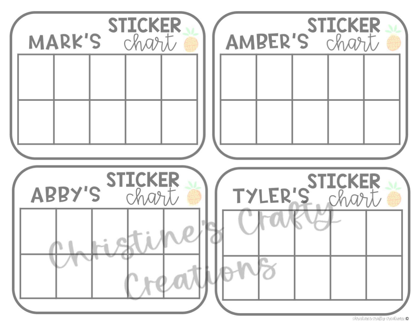 Pineapple Sticker Chart L Editable - Etsy