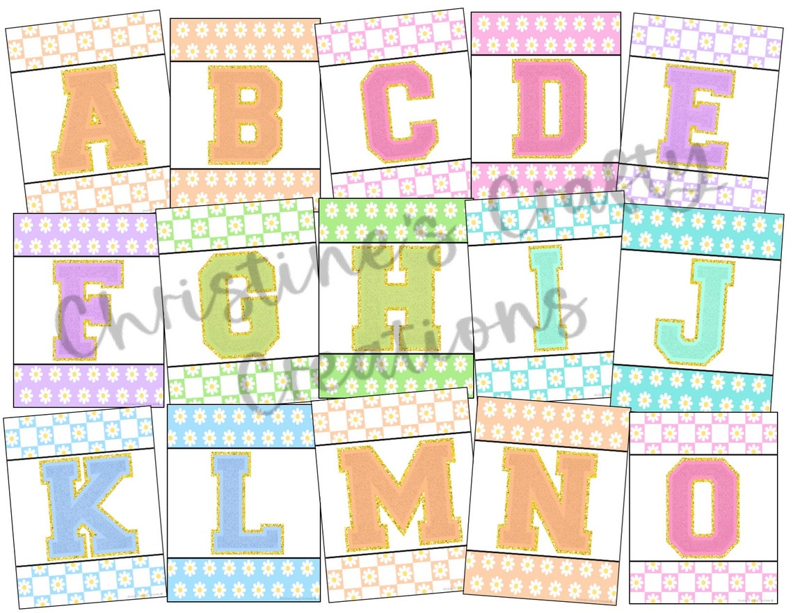 Retro Daisy Alphabet Posters - Etsy