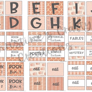 Rustic Boho Book Bin Labels L Editable - Etsy