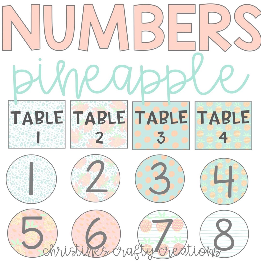 Pineapple Table and Cubby Numbers - Etsy