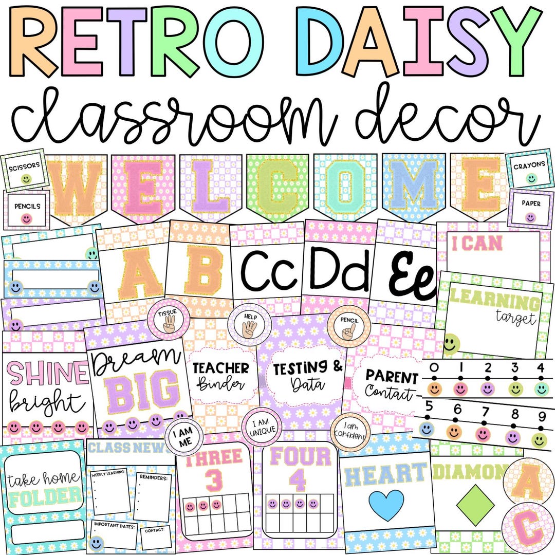 Retro Daisy Classroom Decor Bundle - Etsy