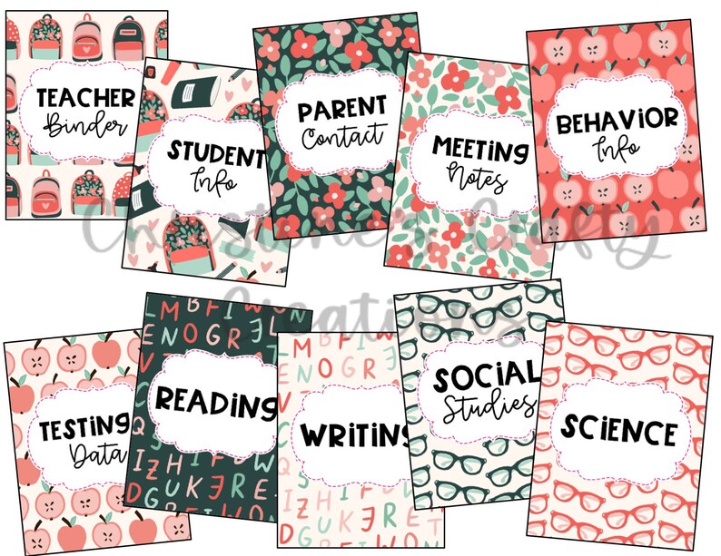 Preppy Dalmatian Binder Covers and Spines L Editable - Etsy