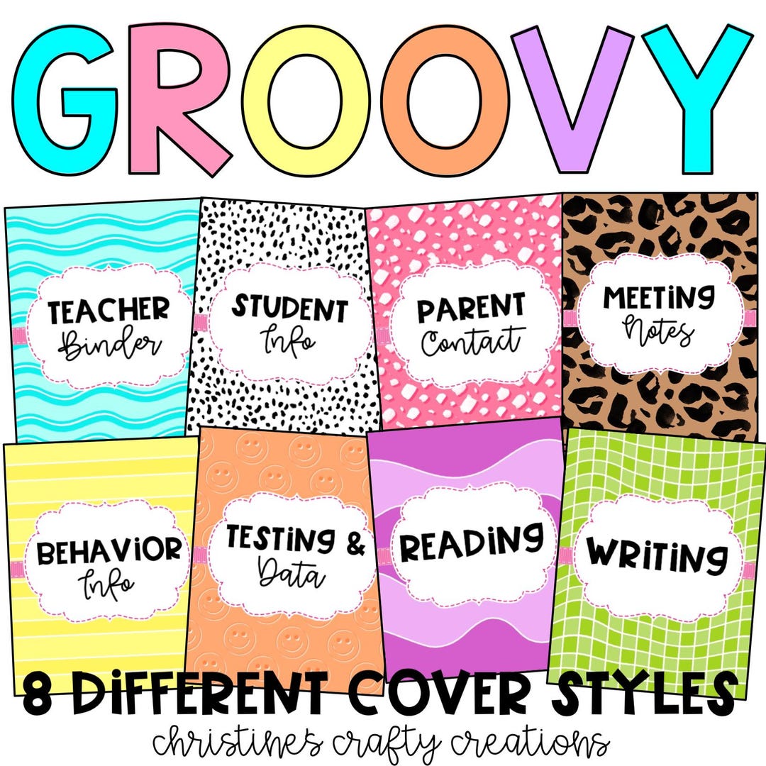 Groovy Leopard and Dalmatian Binder Covers and Spines L Editable - Etsy