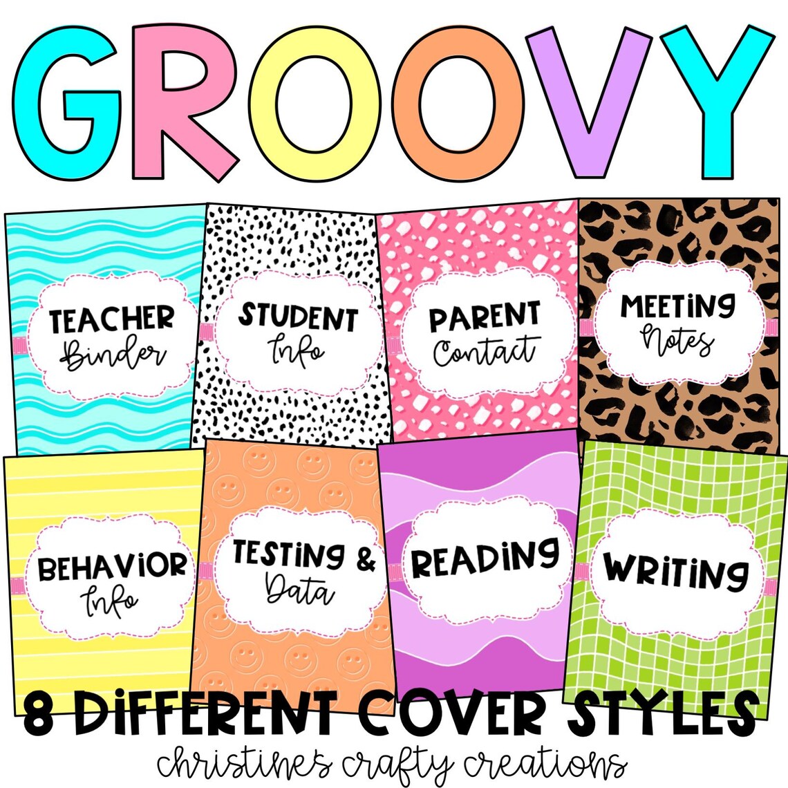 Groovy Leopard and Dalmatian Binder Covers and Spines L Editable - Etsy