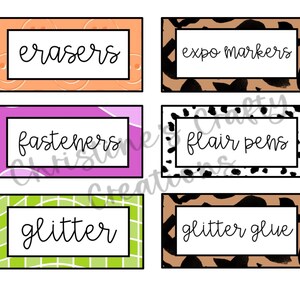 Groovy Leopard and Dalmatian Toolbox Labels L Editable - Etsy