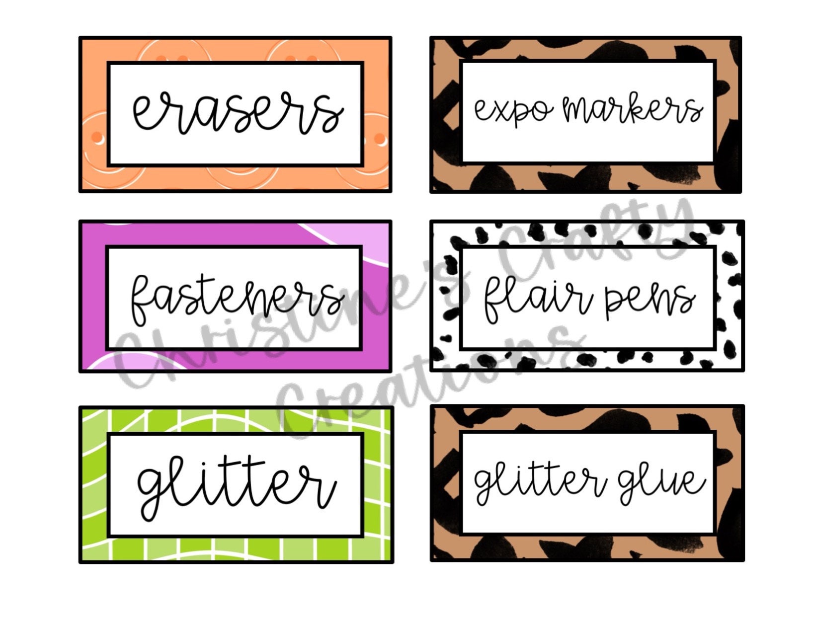 Groovy Leopard and Dalmatian Toolbox Labels L Editable - Etsy