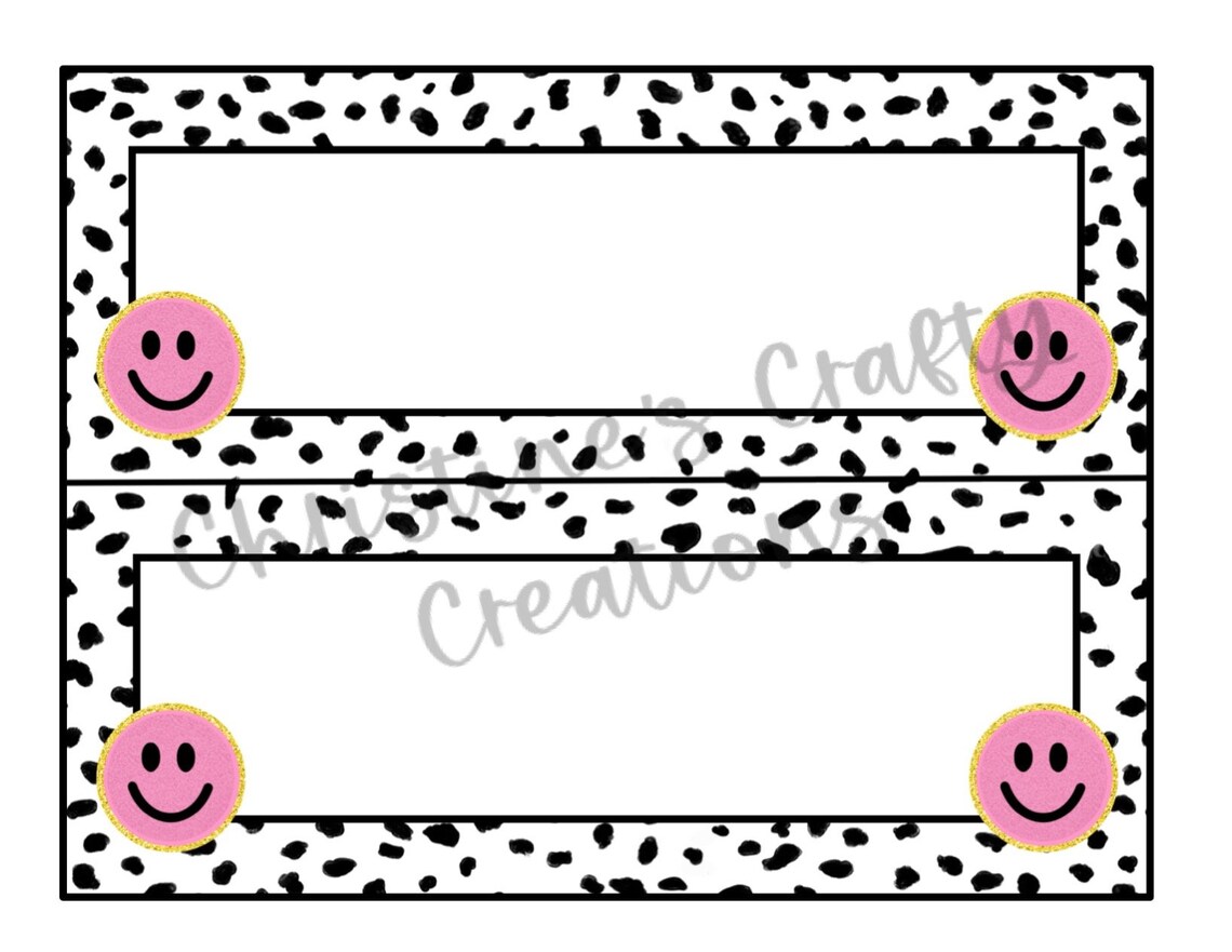 Groovy Leopard and Dalmatian Name Tags L Editable - Etsy