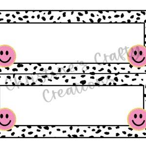 Groovy Leopard and Dalmatian Name Tags L Editable - Etsy