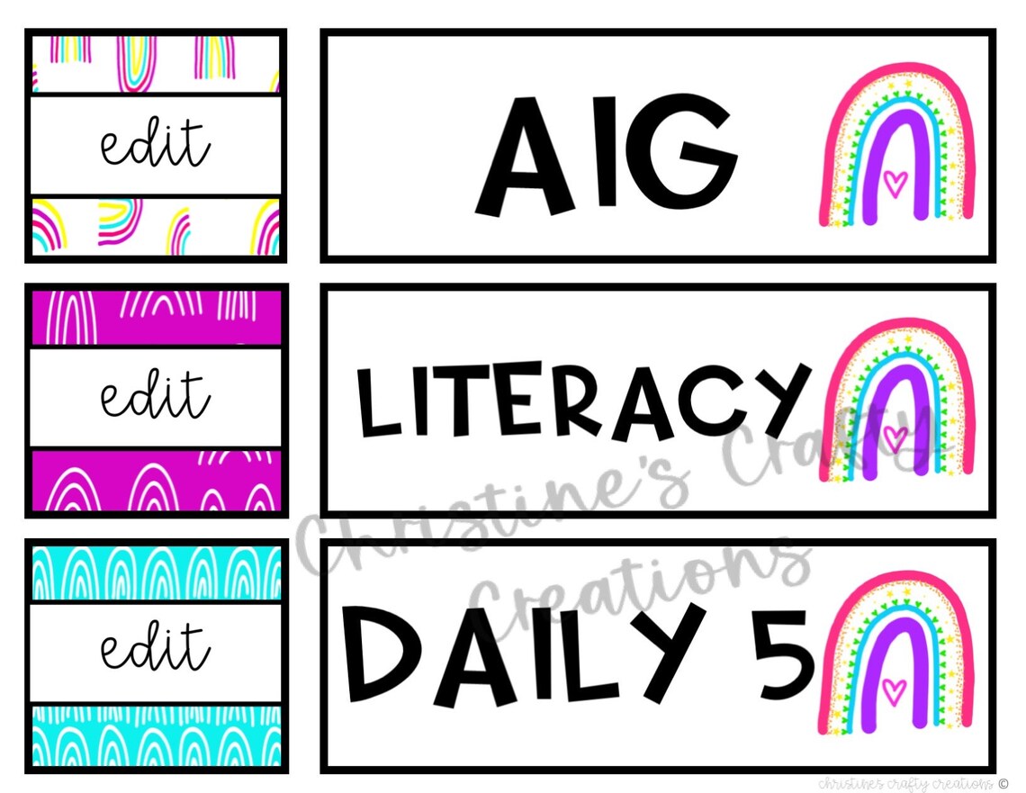 Bright Rainbow Boho Schedule L Editable - Etsy