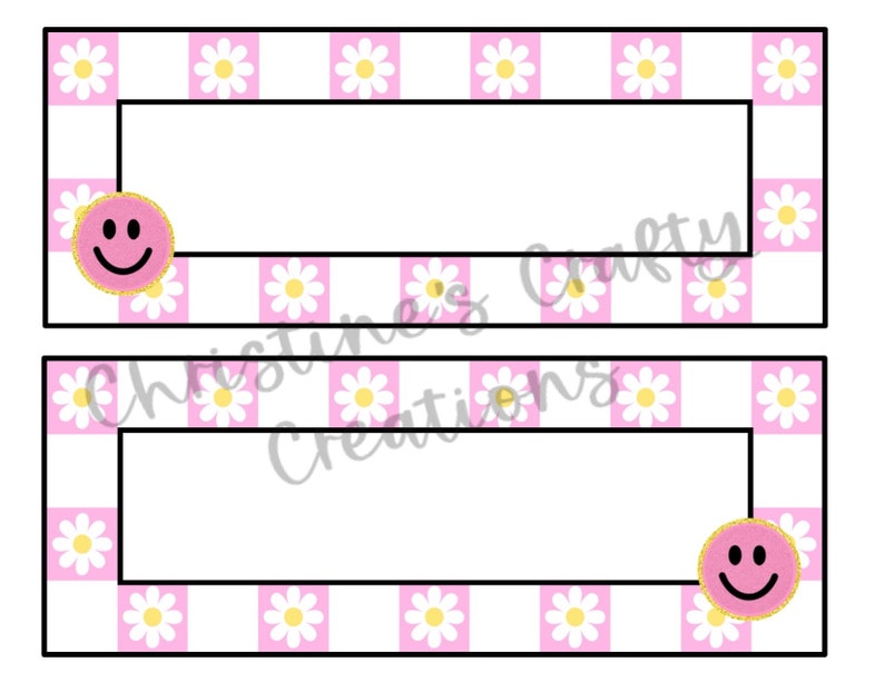 Retro Daisy Name Tags L Editable - Etsy