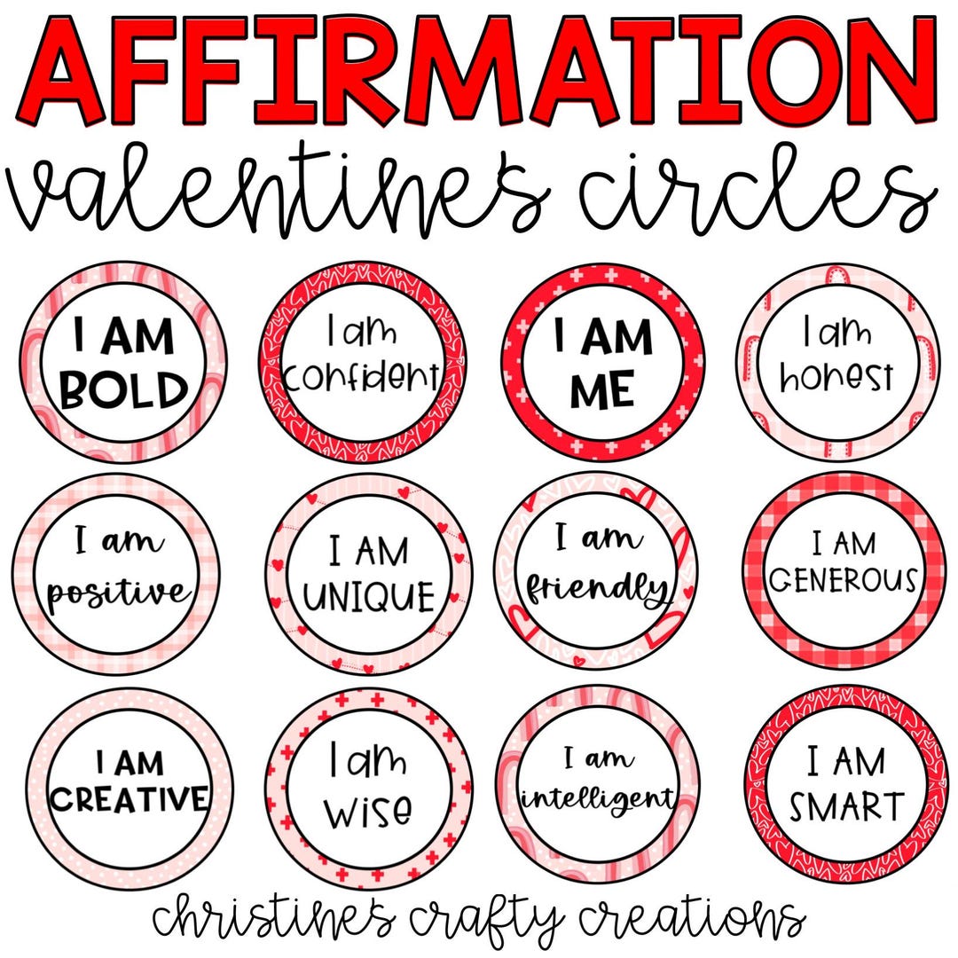 Valentine's Day Affirmation Circles L Affirmation Mirror - Etsy