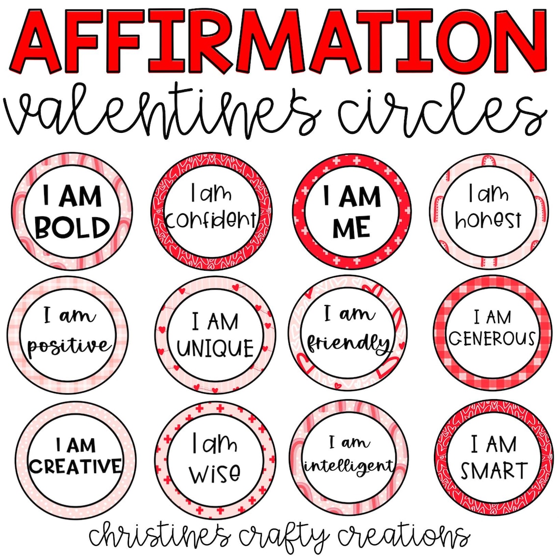 Valentine's Day Affirmation Circles L Affirmation Mirror - Etsy