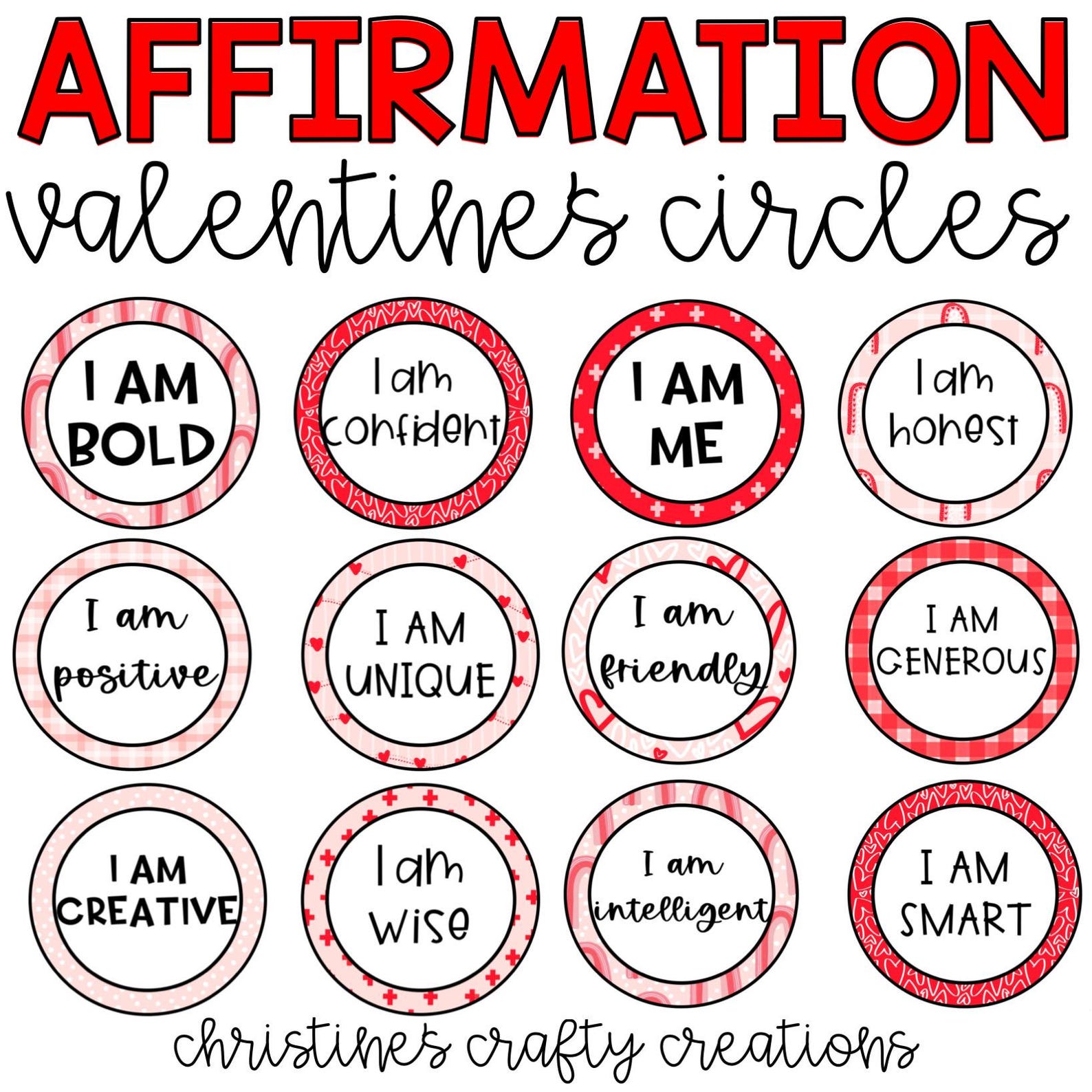 Valentine's Day Affirmation Circles L Affirmation Mirror - Etsy