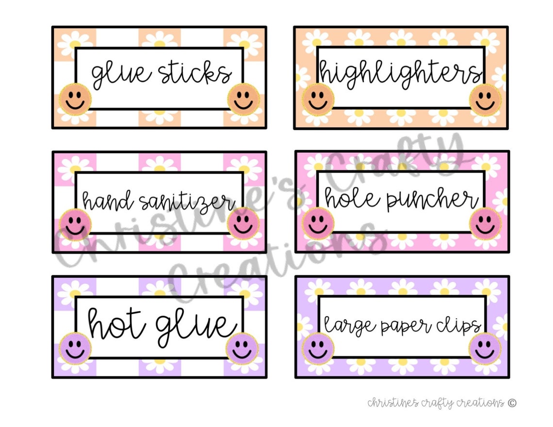 Retro Daisy Toolbox Labels L Editable - Etsy