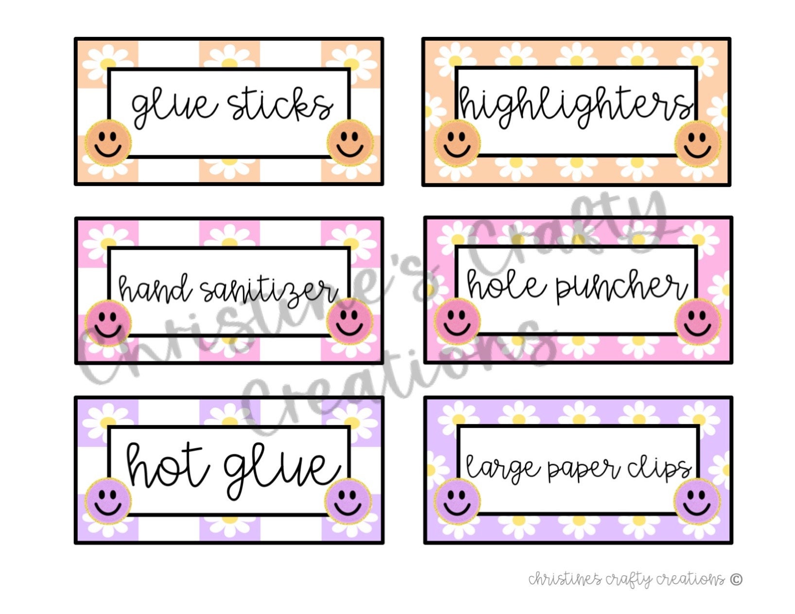 Retro Daisy Toolbox Labels L Editable - Etsy