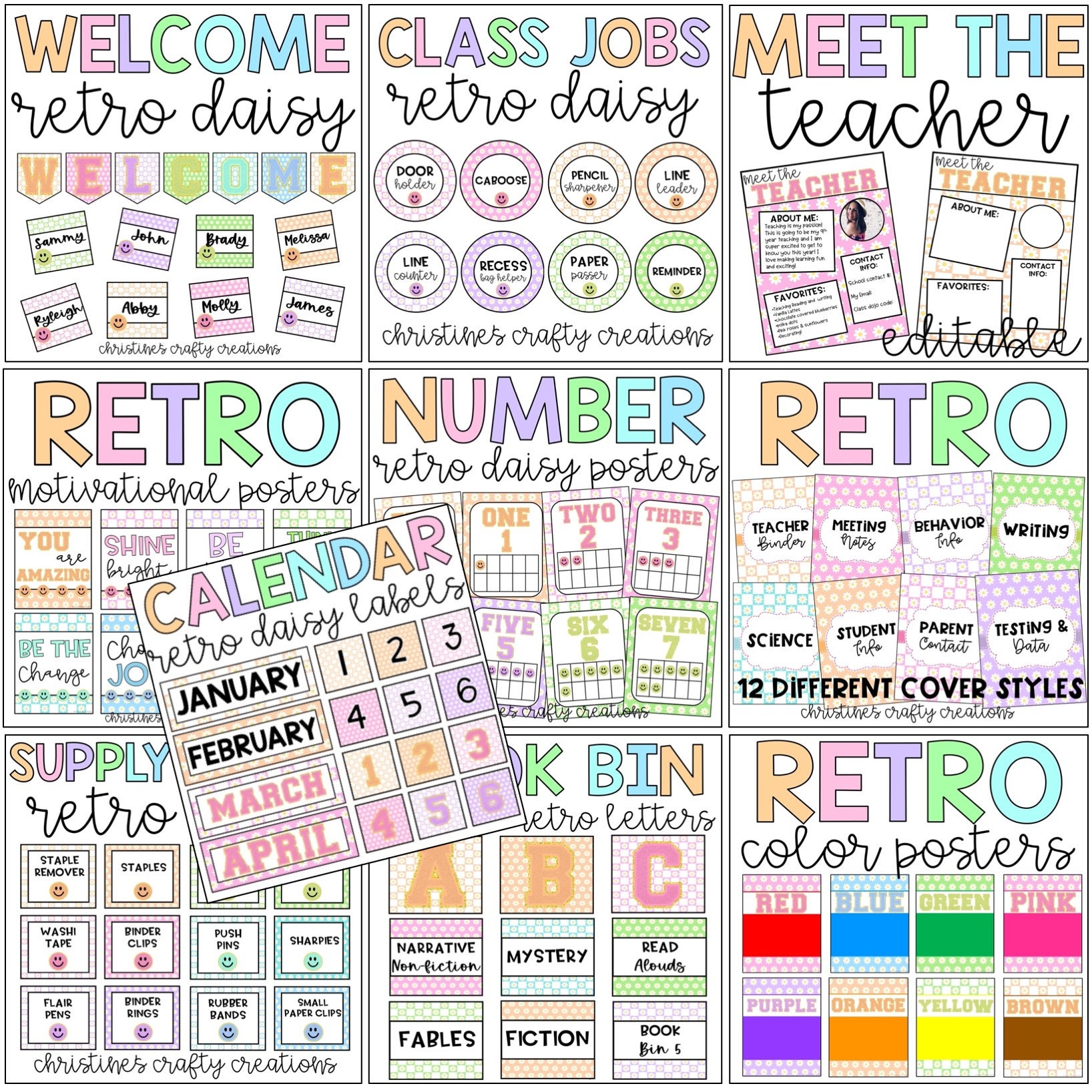 Retro Daisy Classroom Decor Bundle - Etsy