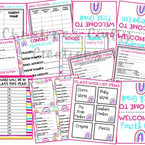 Meet the Teacher Night L Editable Forms and Materials L Bright Rainbow ...
