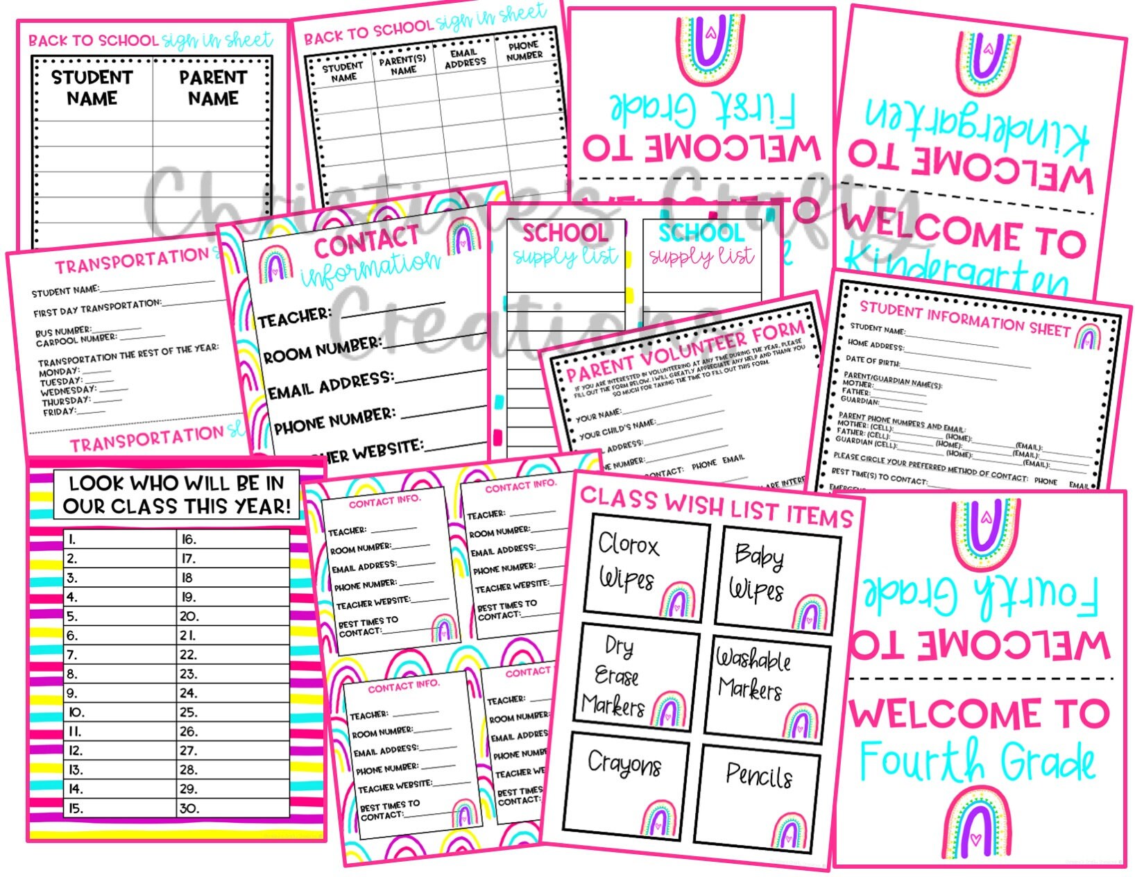 Meet The Teacher Night Forms