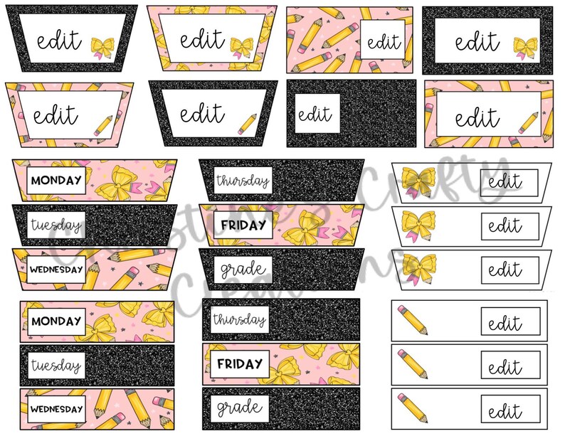 Coquette Bows and Pencils 12 Drawer Labels L Editable - Etsy