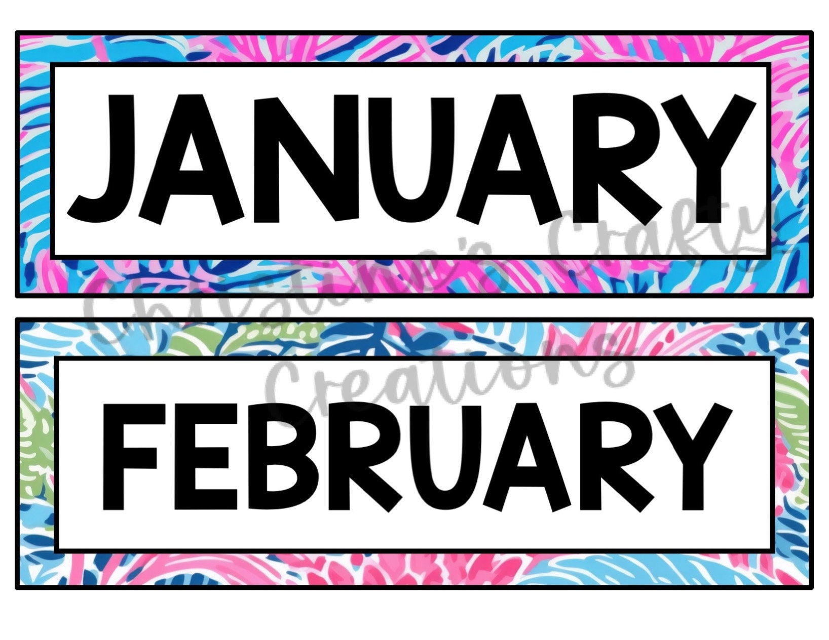 Preppy and Tropical Calendar Labels L Editable - Etsy
