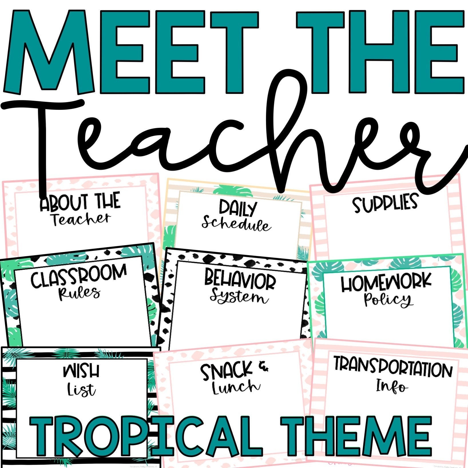 Tropical Leaves Meet the Teacher Powerpoint Slides L Editable - Etsy