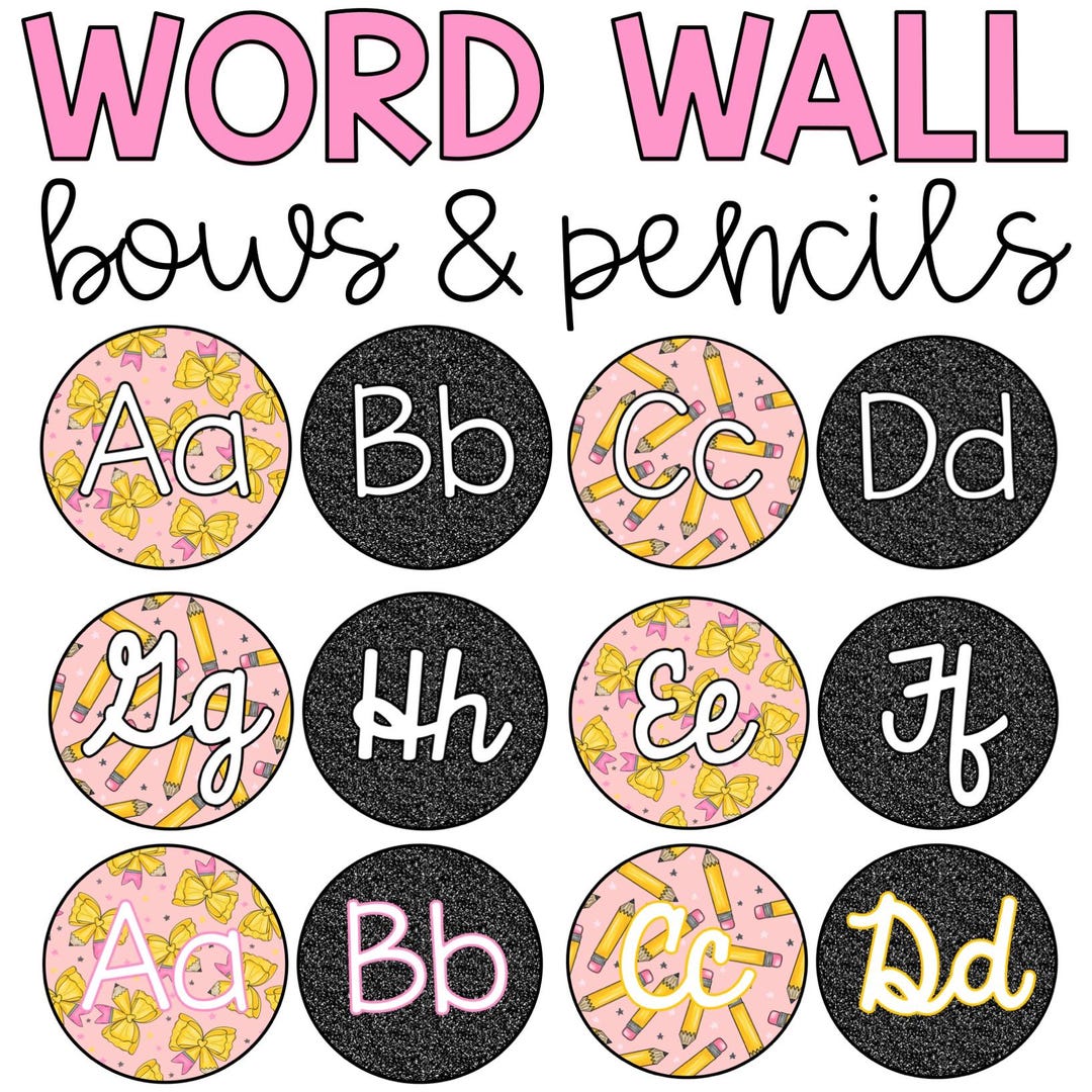 Coquette Bows and Pencils Word Wall Letters - Etsy