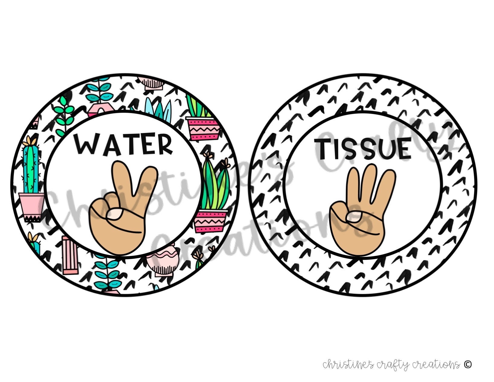 Cactus Hand Signals L Multicultural and Editable - Etsy