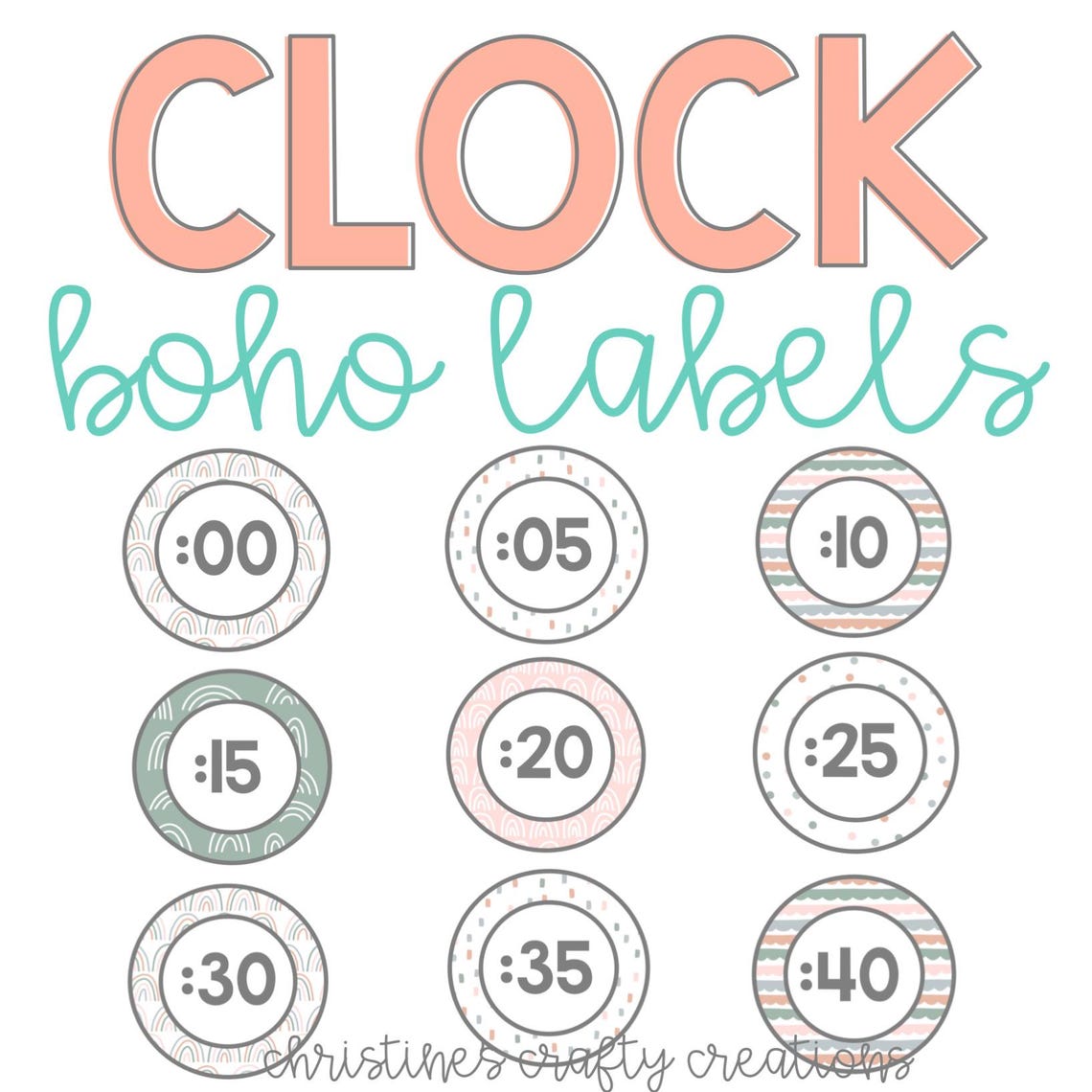 BOHO Clock Labels - Etsy